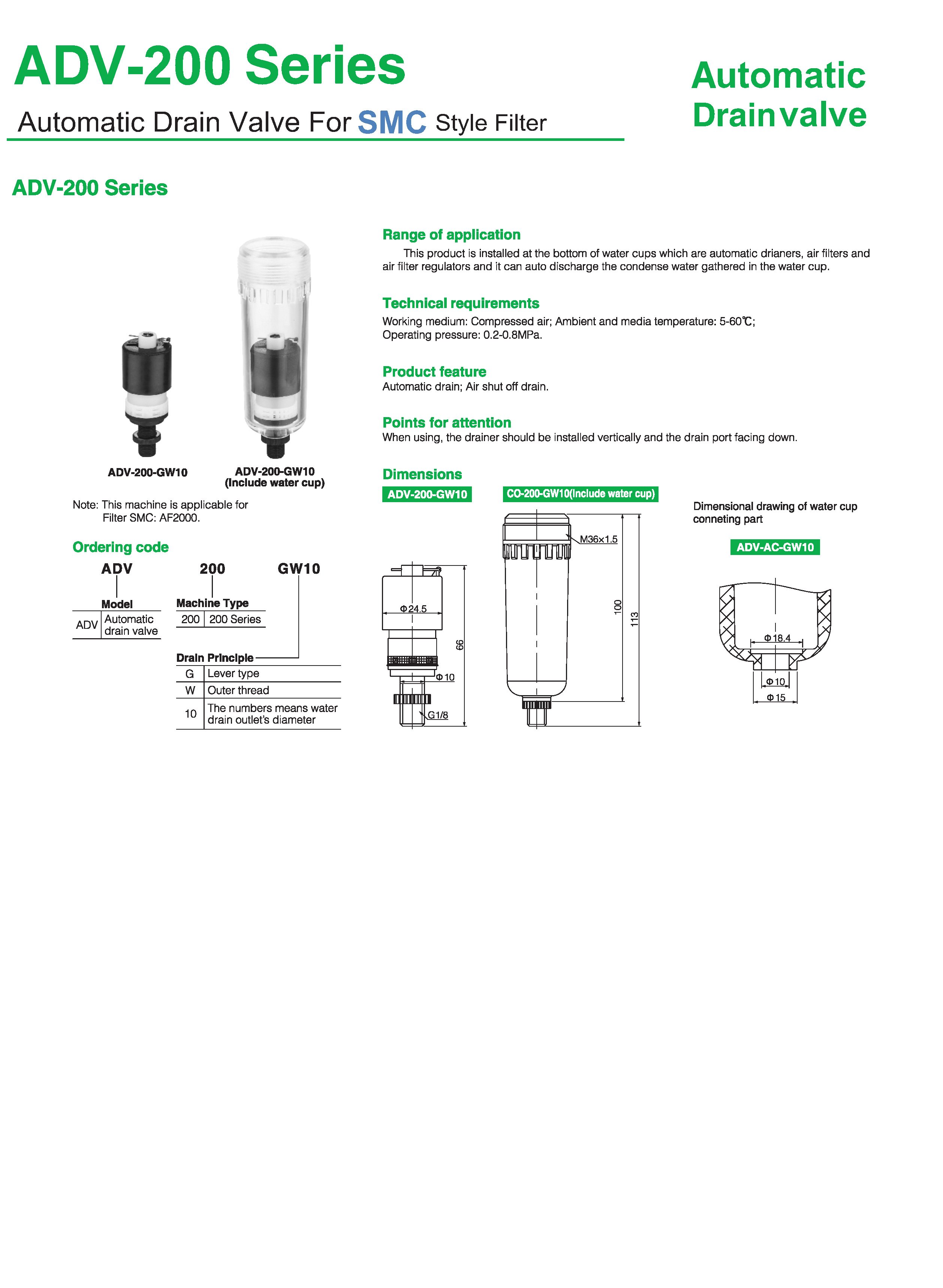 ADV-200 Series Automatic Drain Valve - Buy ADV-200 Series Automatic ...