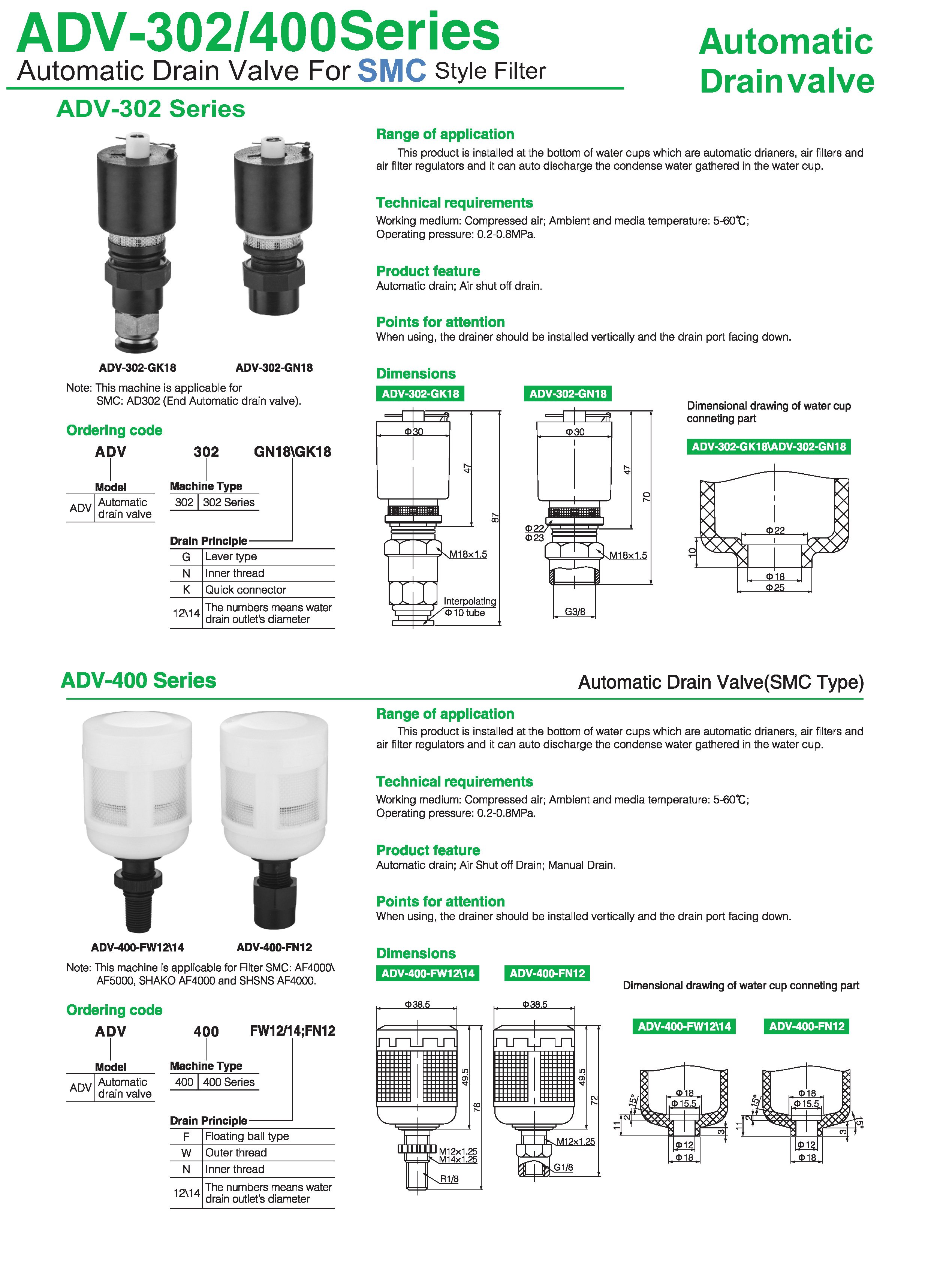 ADV-302/400 Series Automatic Drain Valve - Buy ADV-302-GK18 Automatic ...